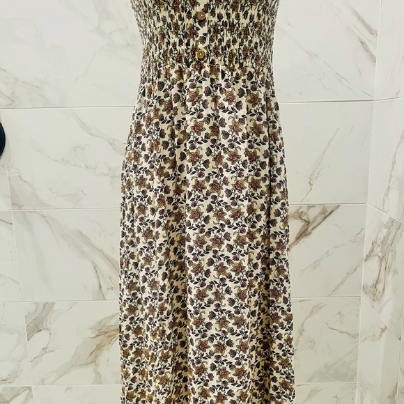 Aakaa | Dresses | Aakaa Brown Floral Midi Dress | Poshmark